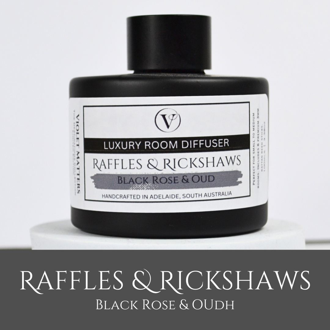 Raffles & Rickshaws: Black Rose & Oud - 100ml Room Diffuser – Violet ...