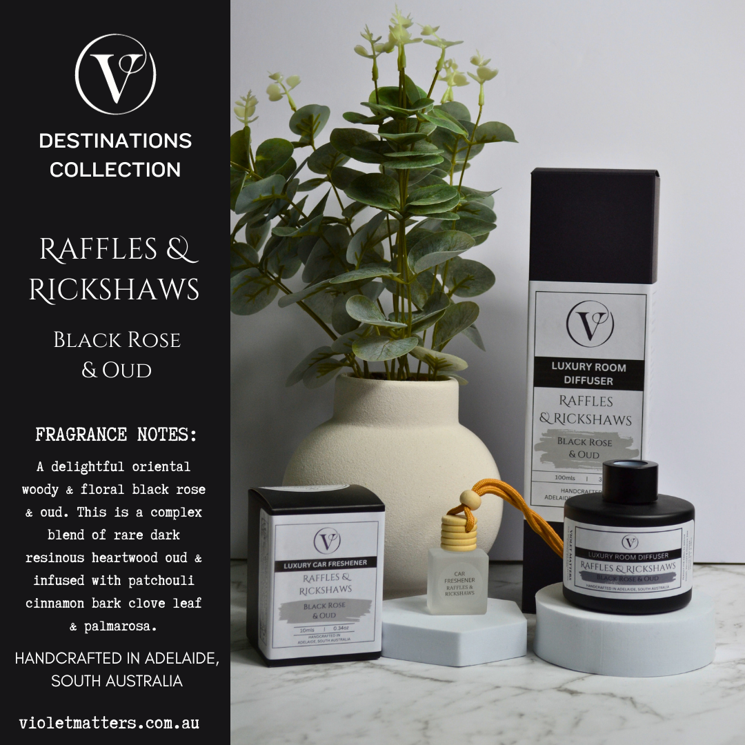 Raffles & Rickshaws - Black Rose & Oud Luxury Room Diffuser – Violet ...
