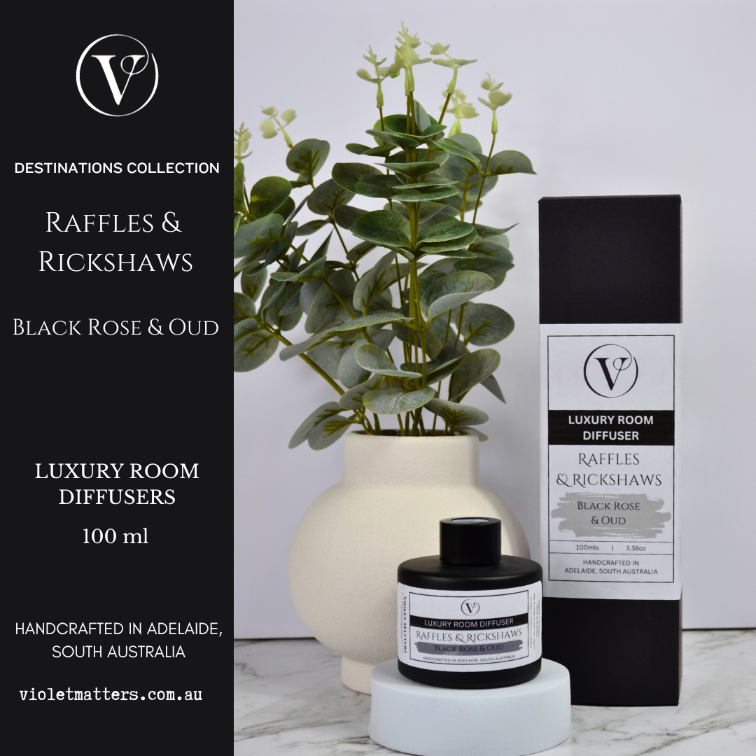 Raffles & Rickshaws - Black Rose & Oud Luxury Room Diffuser – Violet ...