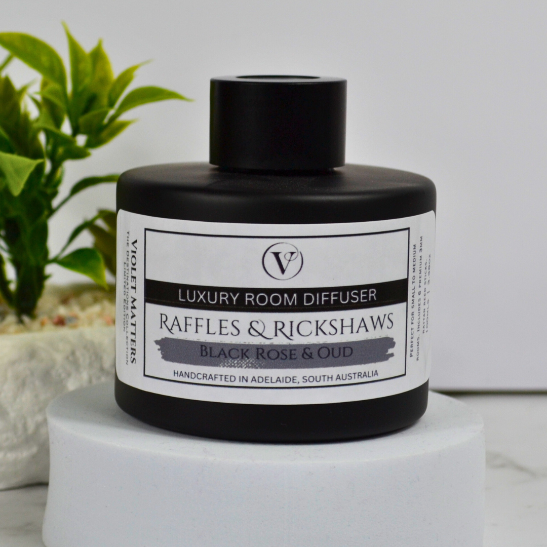 Raffles & Rickshaws - Black Rose & Oud Luxury Room Diffuser – Violet ...